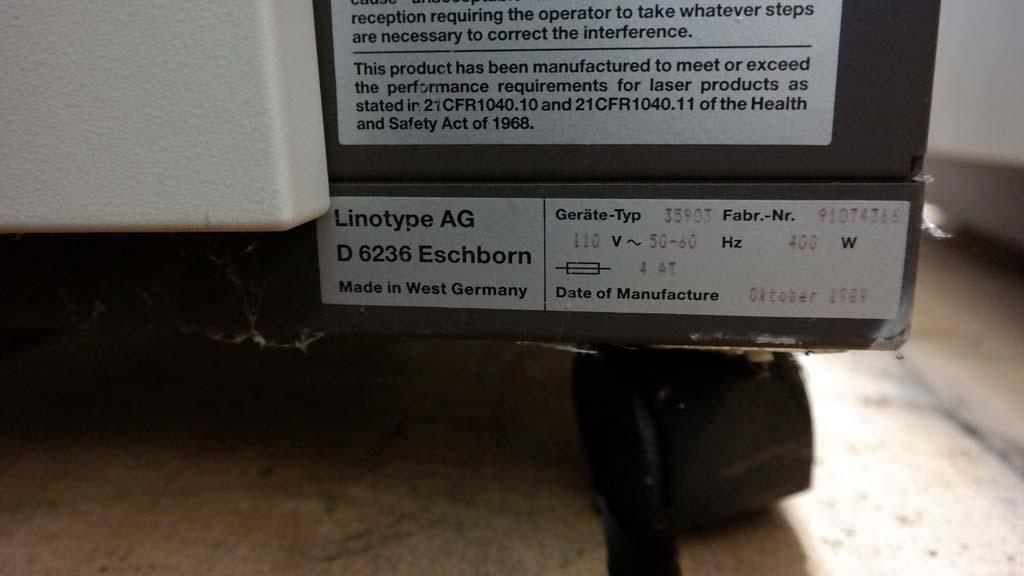 Lot #63: Linotronic 200P Imagesetter and RIP - WireBids